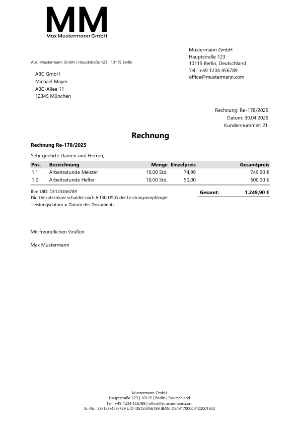 Rechnungsvorlagen kostenlos - Muster & Beispiele PDF & Word